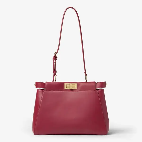 Fendi My Peekaboo Small Dark Red Leather Bag